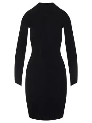 COURREGES Ribbed High-neck Dress - Black