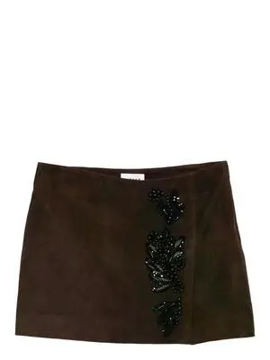 P.A.R.O.S.H Beaded Suede Mini Skirt