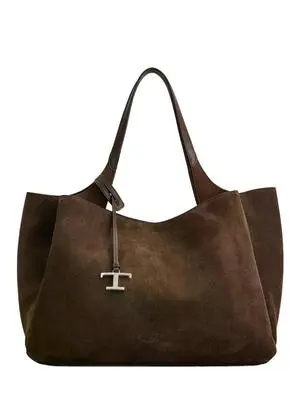 TOD'S Medium Suede Tote - Brown