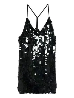 P.a.r.o.s.h Sequin Embellished Spaghetti-strap Dress - Black