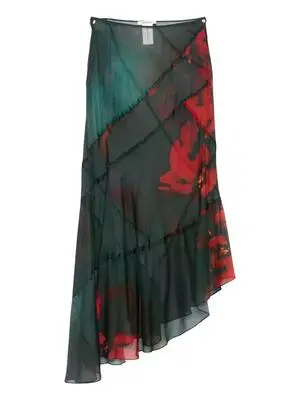 PETER DO Floral-print Asymmetric Maxi Skirt - Green