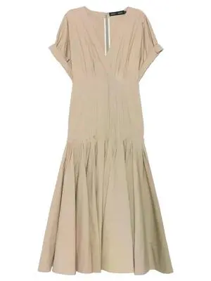 Proenza Schouler V-neck Pleated Dress - Neutrals