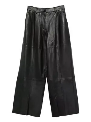 P.a.r.o.s.h Leather Wide Leg Trousers - Black