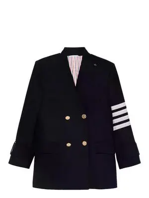 Thom Browne 4 Bar Stripes Waistcoat And Pea Coat Set - Blue