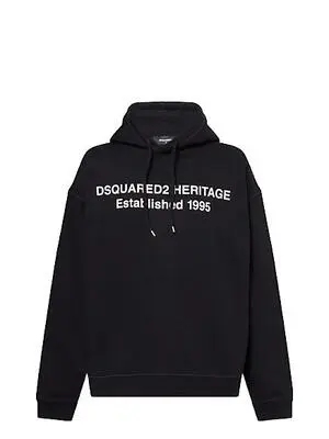 Dsquared2 Relaxed-fit Cotton-jersey Hoody With Text Print - Black