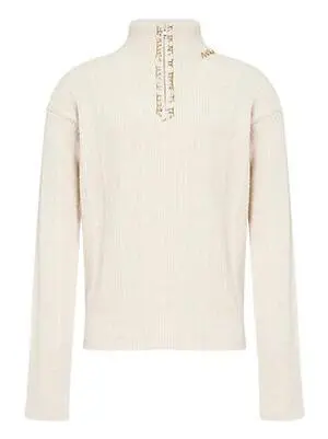 Marni Mended Turtleneck Wool And Cashmere Jumper - Soft Beige