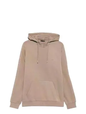 Emporio Armani Embroidered-logo Hoodie - Neutrals
