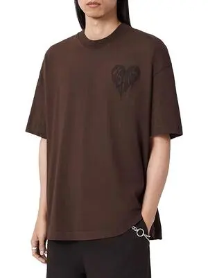 ALLSAINTS Oversized Trip Logo Graphic Tee - Bitter Brown