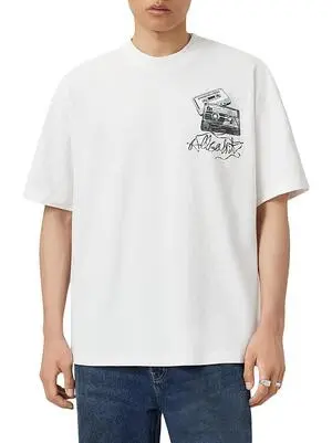 ALLSAINTS Oversized Reel Logo Graphic Tee - Chalk White