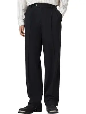 ALLSAINTS Tallis Pleated Straight Fit Trousers - Black