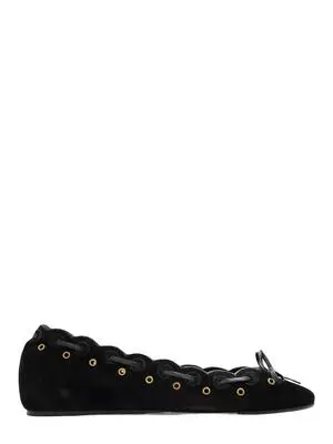 Isabel Marant Balfy Scalloped Eyelet Ballet Flats - Black
