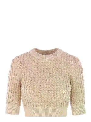 Elisabetta Franchi Sequin-embellished Cable-knit Sweater - Neutrals