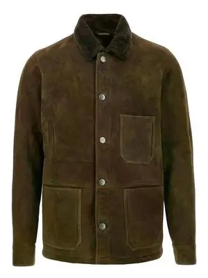 GIORGIO BRATO Shearling-collar Suede Jacket - Brown