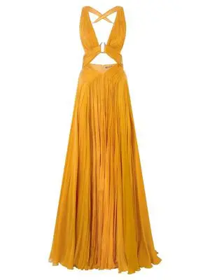 Roberto Cavalli Silk Cut-out Gown - Yellow