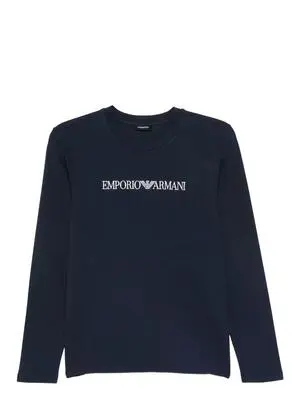 Emporio Armani Logo-embroidered Long-sleeve Top - Blue