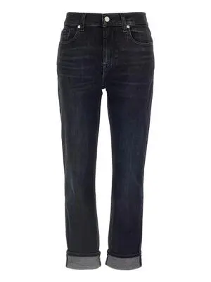 7 For All Mankind Cuffed Hem Skinny Jeans - Black