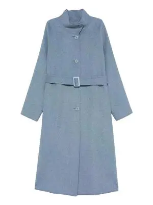 Emporio Armani Belted Stand-collar Coat - Blue