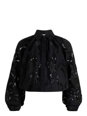 Patou Balloon-sleeve Lace Blouse - Black