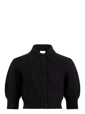 Patou Wool Cardigan With Buttons And Logo - Black