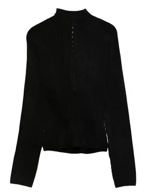 MUGLER Ribbed Mock-neck Sweater - Black
