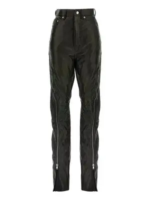 Rick Owens Bolan Banana High-waisted Leather Trousers - Black