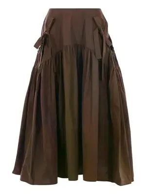 Cecilie Bahnsen Bow-detail Maxi Skirt - Brown