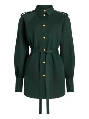 Patou Gabardine Belted Shirt - Green