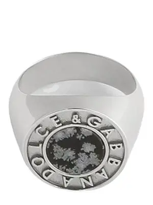 Dolce & Gabbana Stone-detail Logo Ring - Silver