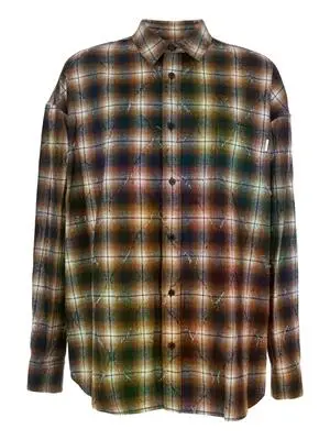 JUUN.J Argyle Check Damaged Shirt - Brown