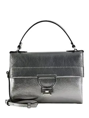 COCCINELLE Arlettis Metallic Leather Tote Bag - Silver