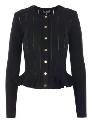 Elisabetta Franchi Ribbed-knit Peplum Cardigan - Black