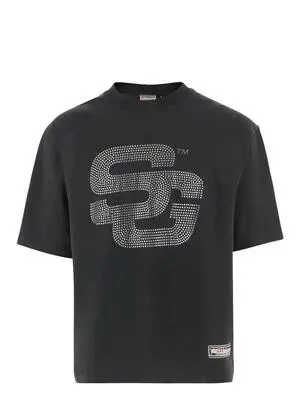 SUMMER GAMES Rhinestone-embellishment Logo T-shirt - Black