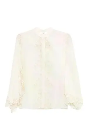 Chloé Lace-Trimmed Blouse Neutrals