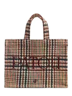 Patou Logo-embroidered Houndstooth Tote Bag - Brown