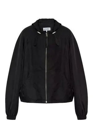 Loewe Hooded Drawstring Bomber Jacket - Black
