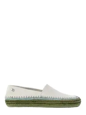 Loewe Rio Raffia-trimmed Suede Espadrilles - Gray