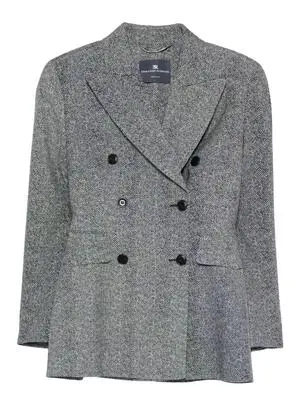 Ermanno Scervino Herringbone Double-breasted Blazer - Grey