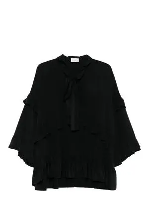 P.a.r.o.s.h Ruffled Tie-neck Top - Black