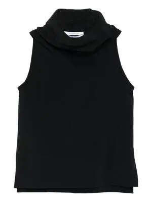 Another Tomorrow Cowl-neck Tank Top - Black