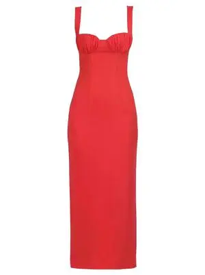 ROWEN ROSE Gathered Detail Sleeveless Midi Dress - Red