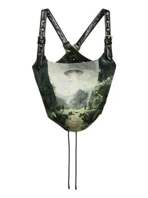 Monse Harness Tapestry Bustier Vest - Black
