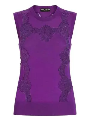 Dolce & Gabbana Dna Wool Lace-inlay Tank Top - Purple