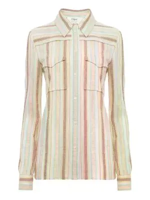 Chloé Striped Cotton Shirt - White