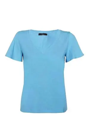 Max Mara V-neck Ruffled-sleeve T-shirt - Blue