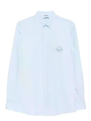 Moschino Logo-embroidered Long-sleeved Shirt - Blue