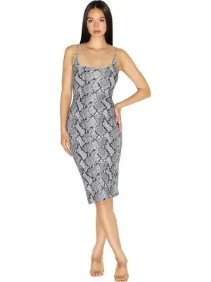 SKIMS Cling Matte Midi Dress - Chrome Snakeskin Print