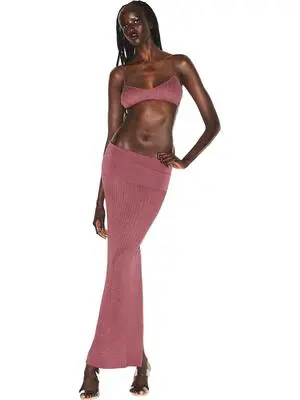 SKIMS Foldover Long Skirt In Sheer Knit - Beet