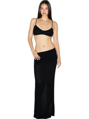 SKIMS Sheer Knit Foldover Long Skirt - Onyx