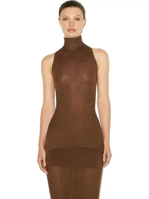SKIMS Sheer Knit Mock Neck Tunic - Bison