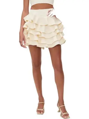 Alexis Arli Tiered Ruffle Mini Skirt - Ivory